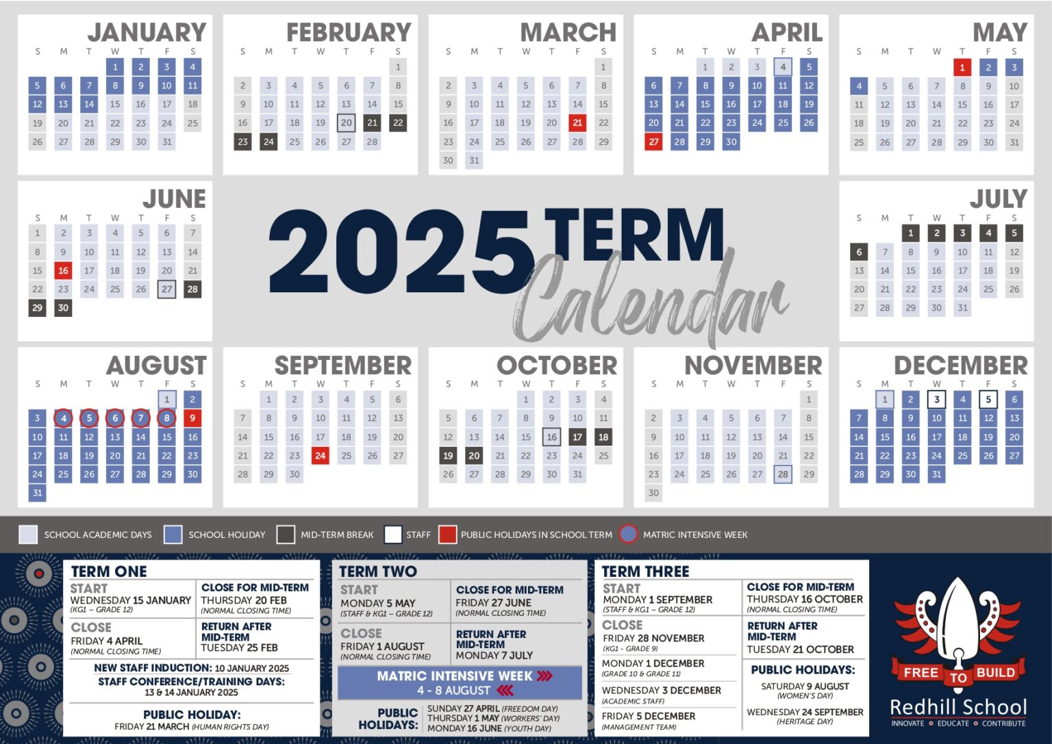 School Calendars | Redhill School